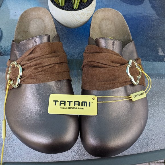 Birkenstock | Shoes | Birkenstock Tatami Metallic Clogs Mules Sz 4 ...